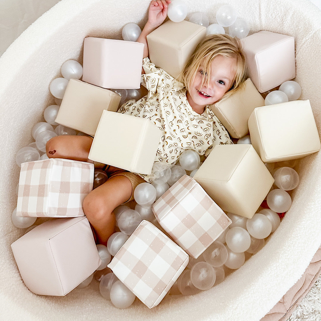 Gingham Building Blocks | Pink & Sand – Play Planet Kids