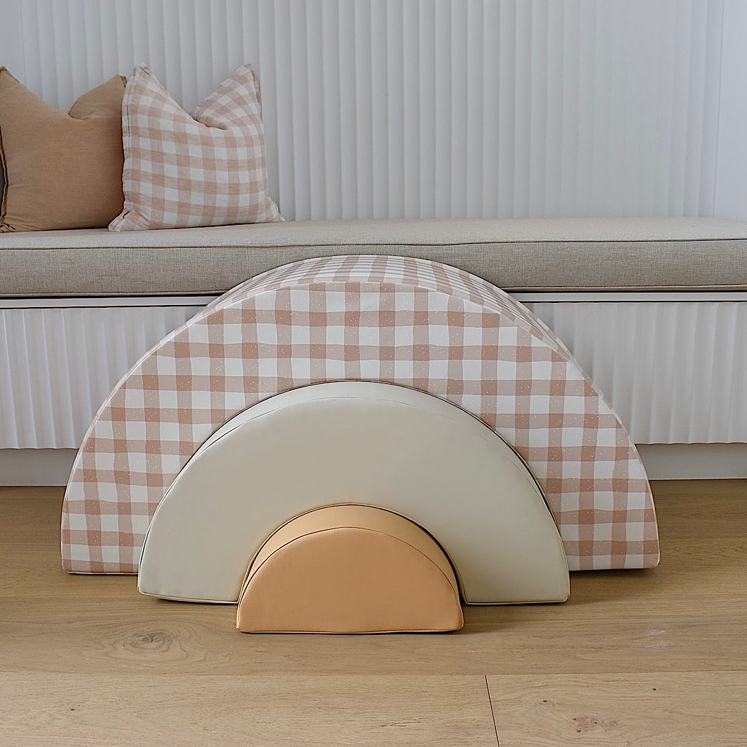 Arch Rainbow Rocker Gingham | Sand | Caramel | – Play Planet Kids