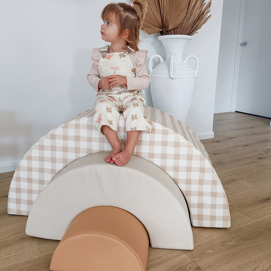 Rainbow Rocker Gingham | Sand | Caramel | – Play Planet Kids