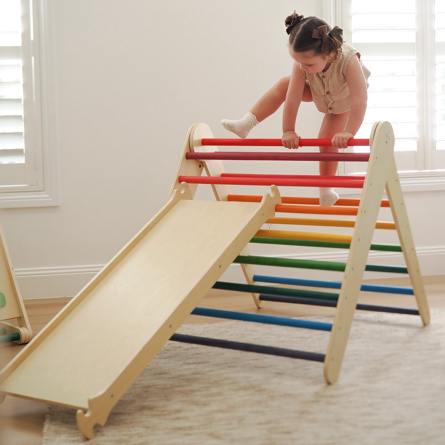 Large Folding Pikler Triangle, Rainbow – Play Planet Kids