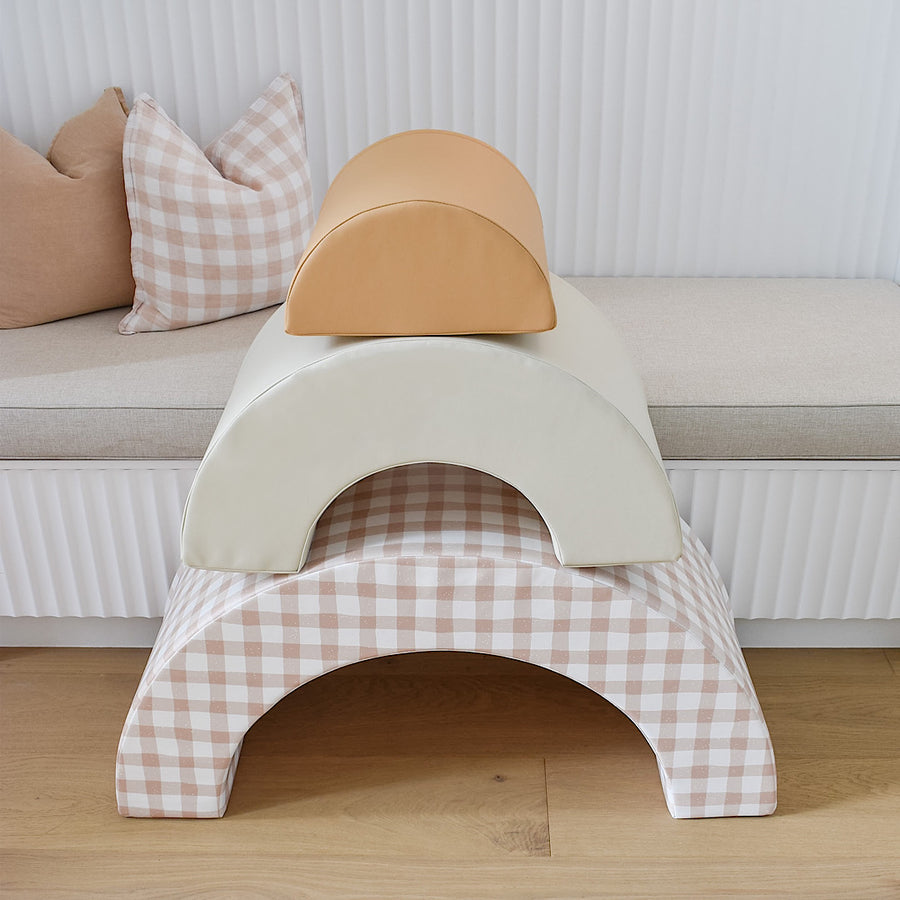 Rainbow Rocker Gingham | Sand | Caramel | – Play Planet Kids