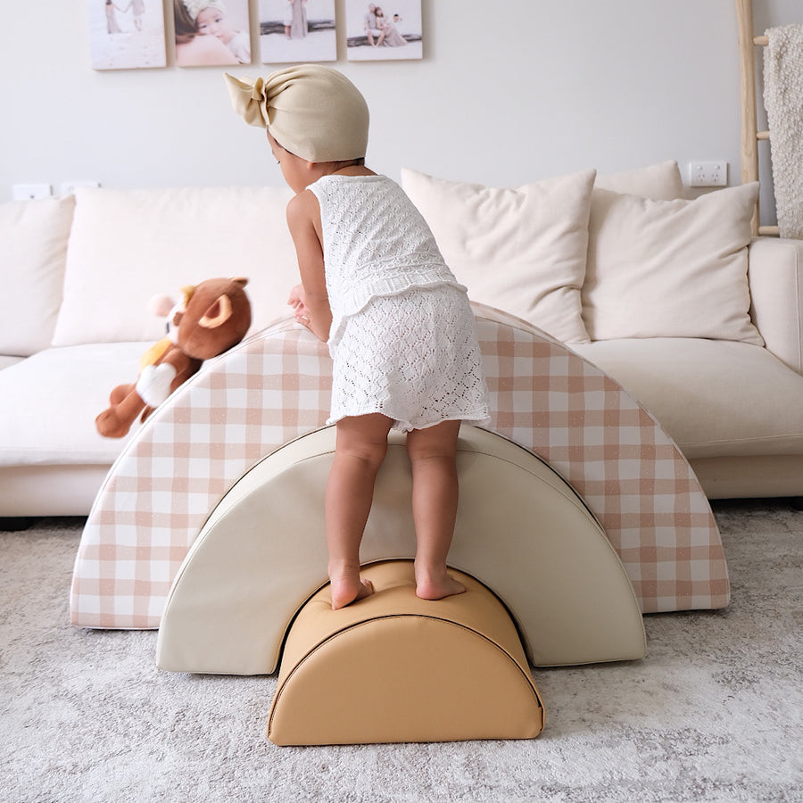 Rainbow Rocker Gingham | Sand | Caramel | – Play Planet Kids